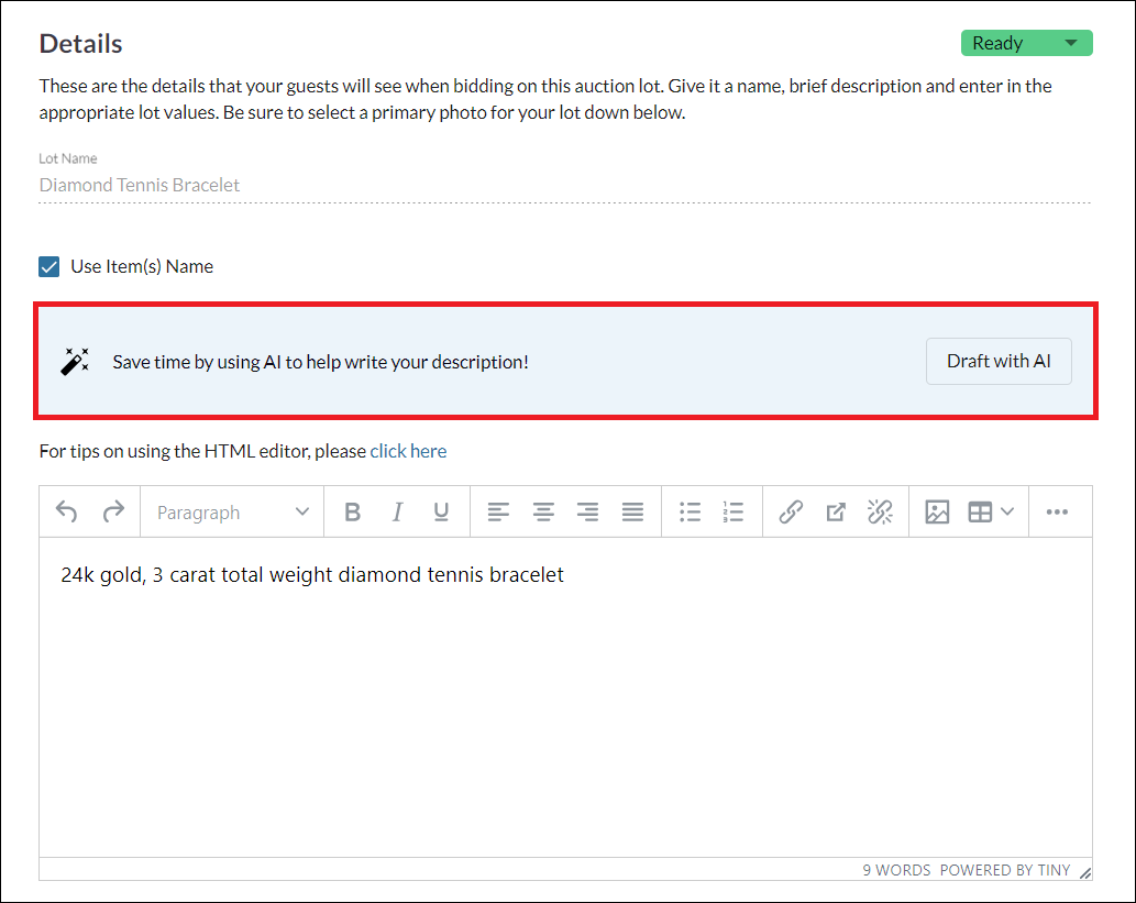 Use the Auction AI Description Generator to Write Descriptions for Lots ...