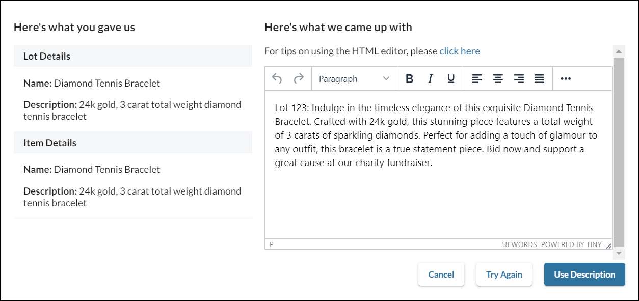 Use the Auction AI Description Generator to Write Descriptions for Lots ...
